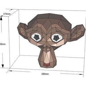 Suzanne Monkey Paper Sculpture,printable PDF Template,handmade Blender ...