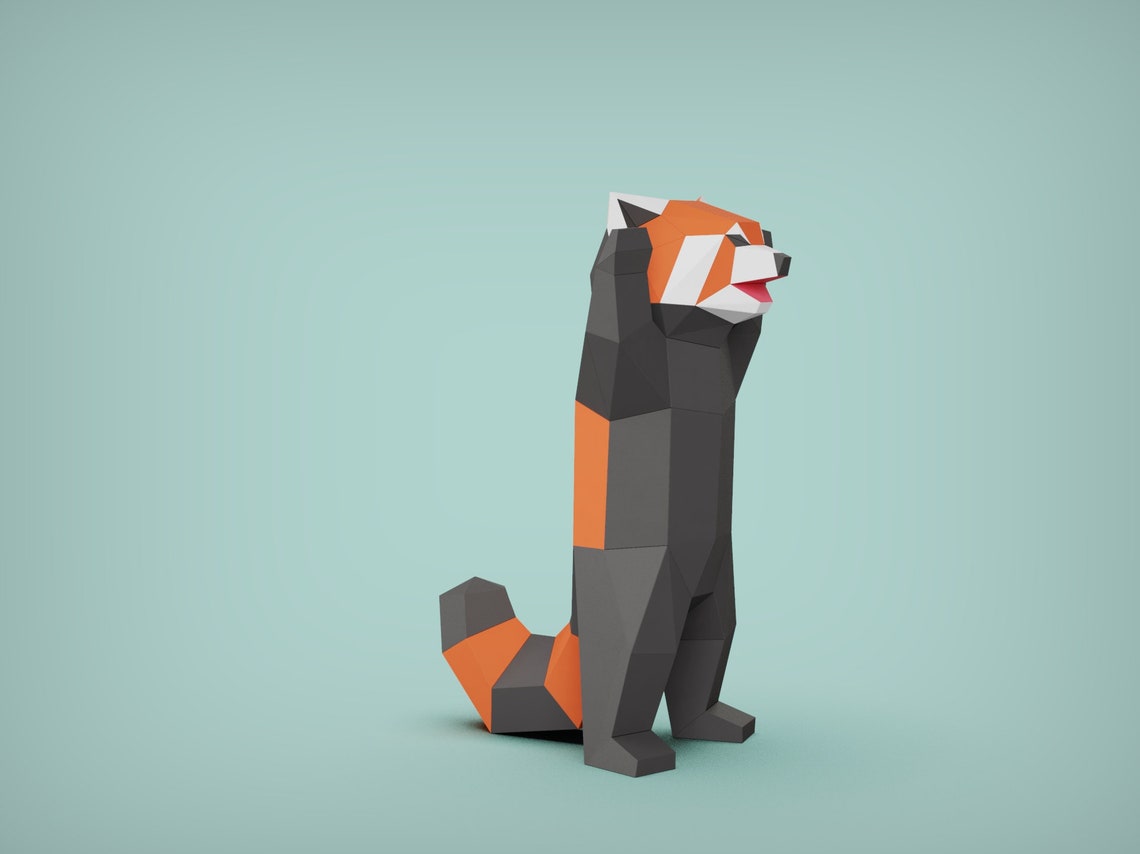 Standing Red Panda Paper Model 3D Papercraft Tempalte PDF - Etsy