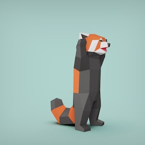 Standing Red Panda Paper Model, 3D Papercraft Tempalte, PDF File ...