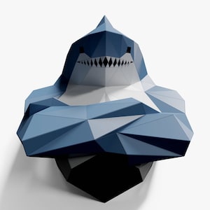 Shark Bust Wall Decor Paper Sculpture,printable PDF Template,handmade ...