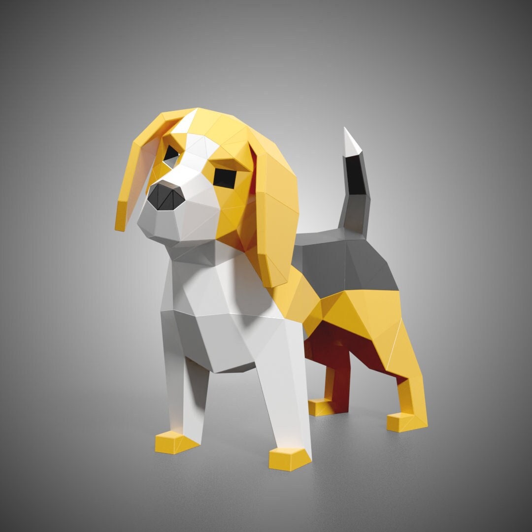 Beagle Paper Sculpture,printable PDF Template,handmade Terriers Dog ...