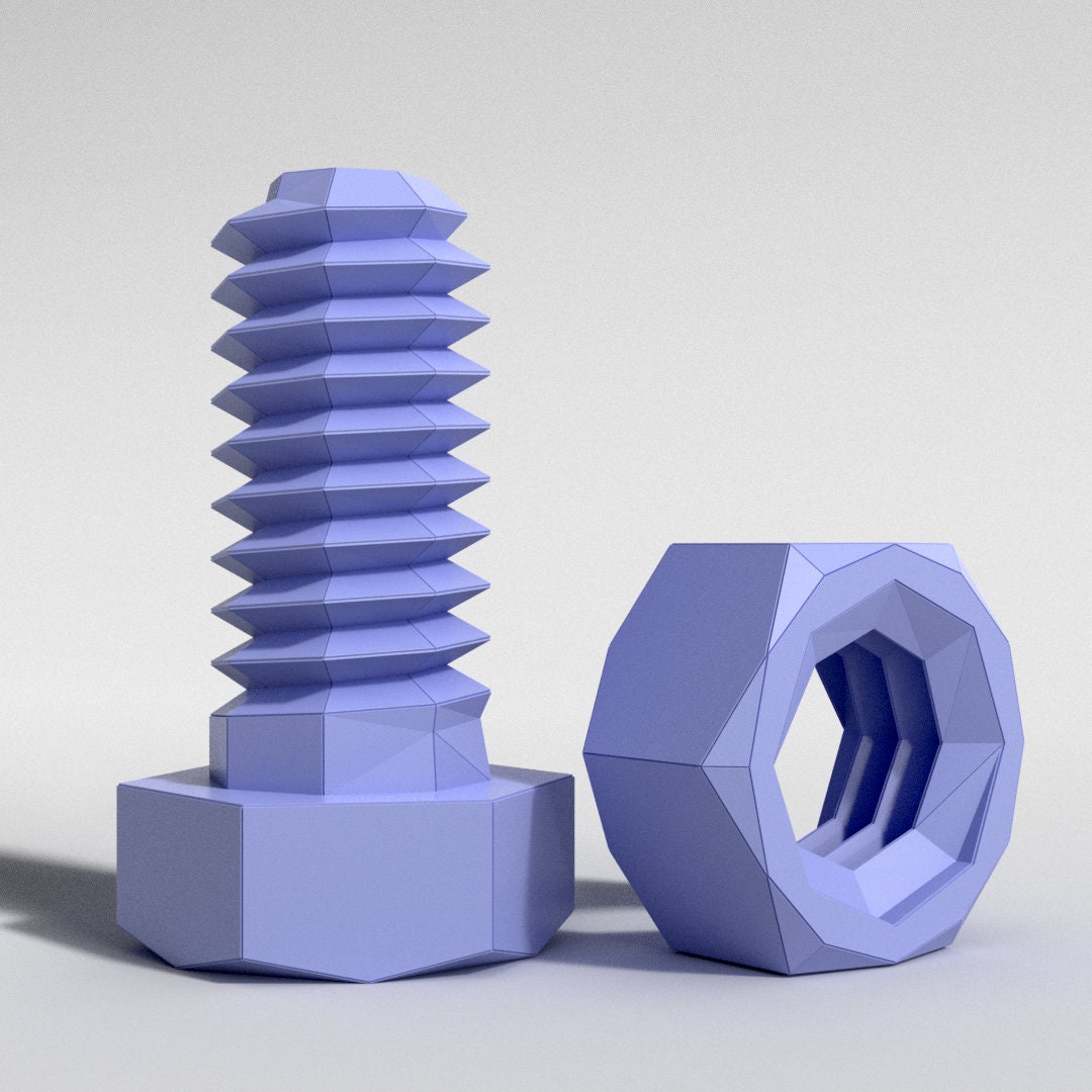 Bolt and Nut Paper Sculpture,printable PDF Template,handmade Mechanical ...
