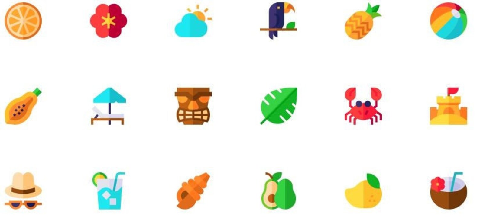 Tropical Icon Pack 50 icones Svg EPS PNG PSD Vector | Etsy