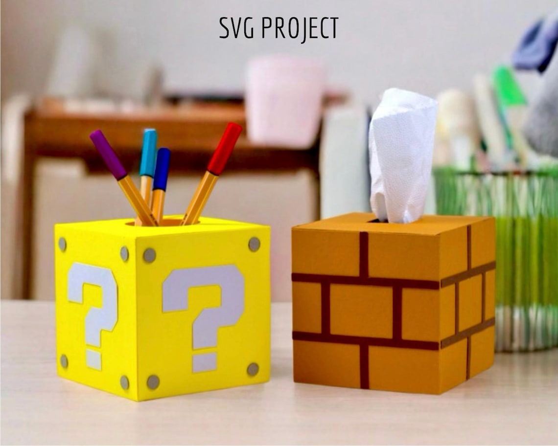 Mario Question Block SVG, Tissue Box, Pencils Box, Cutting Machine ...