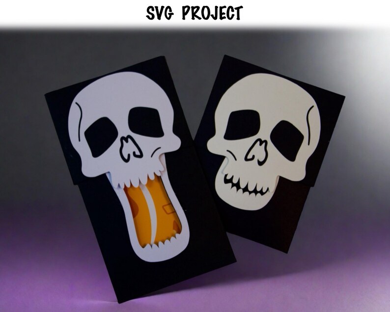 Skull Gift Card Holder SVG, Halloween Cricut Silhouette Project ...