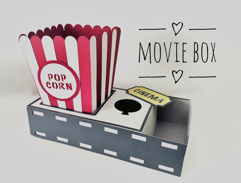 Movie Night Box Movie Tray Template Snack Tray Popcorn - Etsy