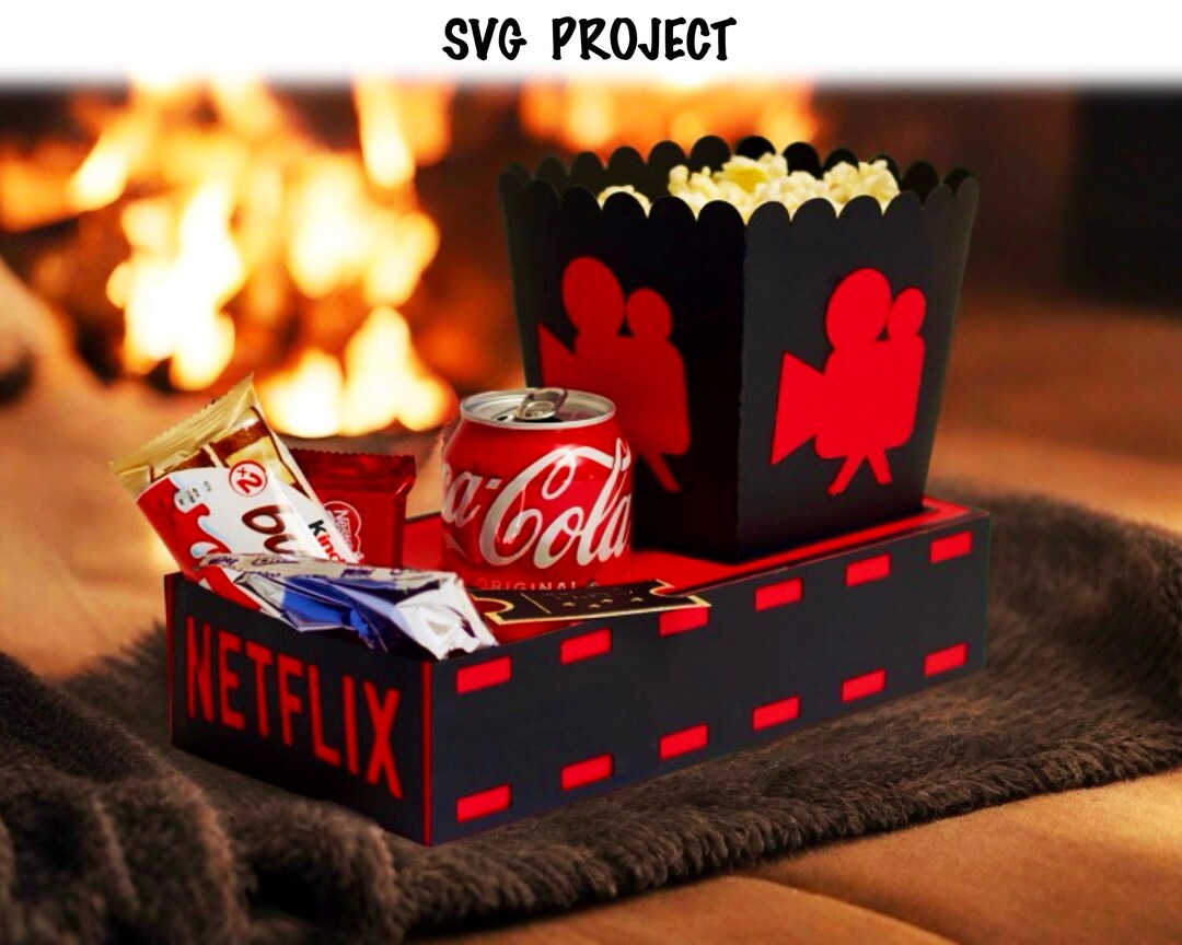 Movie Night Box SVG, Movie Tray Template, Snack Tray, Popcorn, Template ...