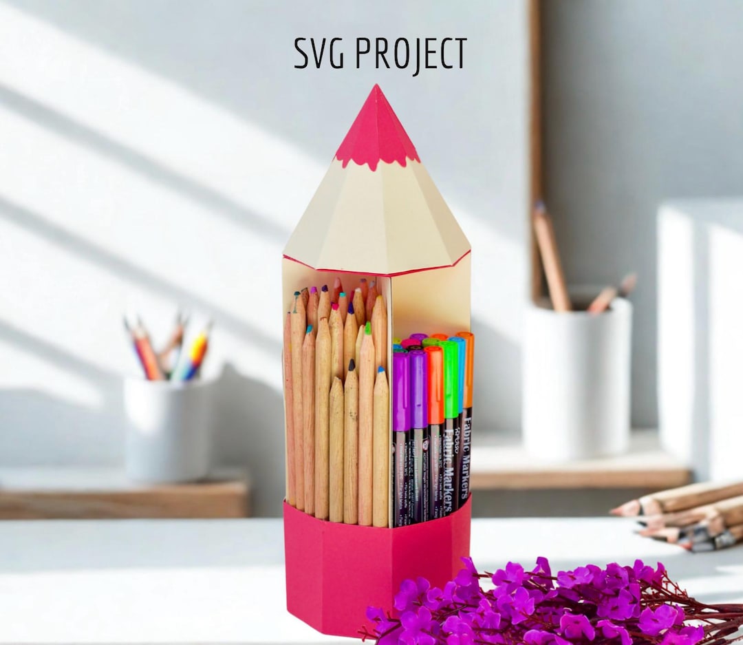 Pencil Holder SVG, Pen Holder SVG, Desk Organizer SVG, Cutting Machine ...