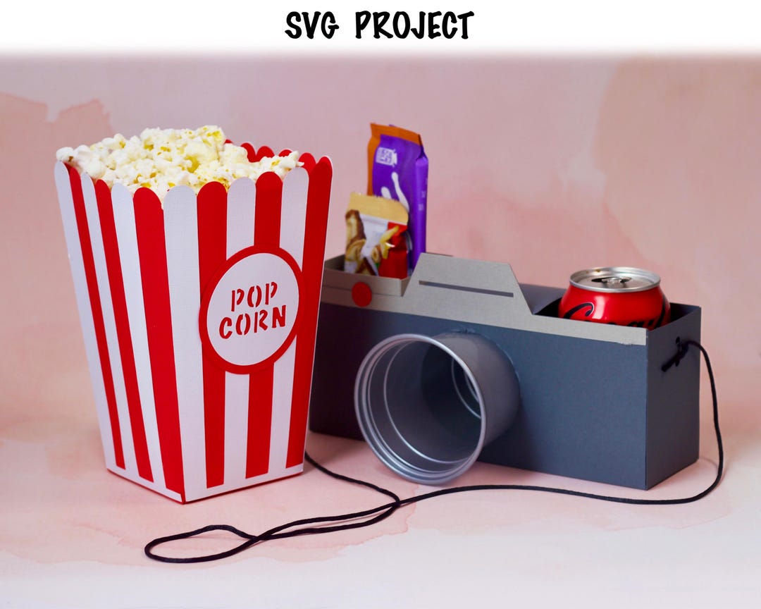 Camera Snack Tray SVG, Cinema Box SVG, Movie Tray Template, Popcorn ...