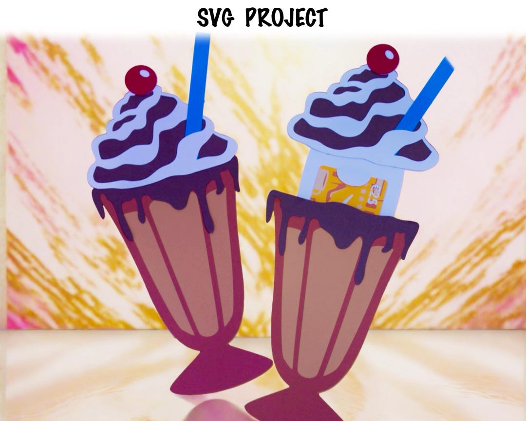 Milkshake Gift Card Holder SVG, Thanks Card Holder SVG, Cutting Machine ...