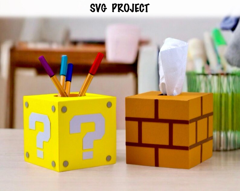 Mario Question Block SVG, Tissue Box, Pencils Box, Cutting Machine ...