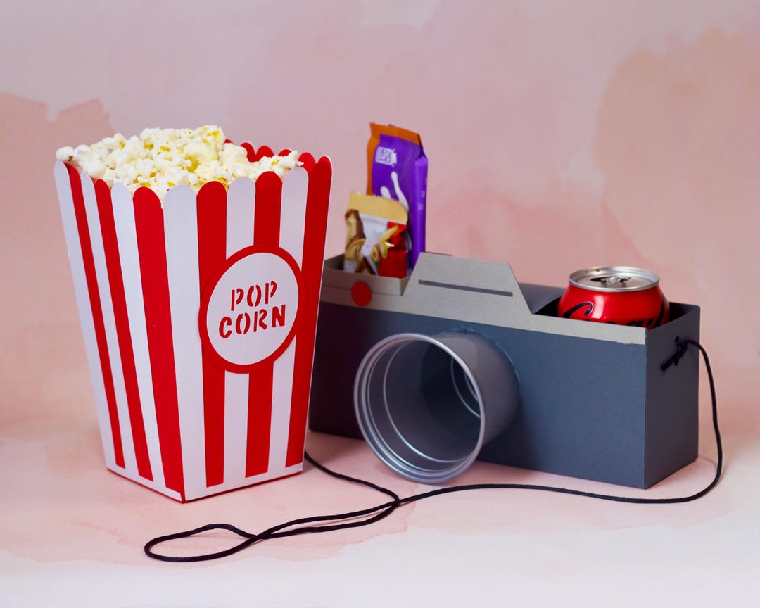 Camera Snack Tray SVG, Cinema Box SVG, Movie Tray Template, Popcorn ...