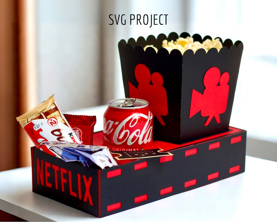Movie Night Box SVG, Movie Tray Template, Snack Tray, Popcorn, Template ...