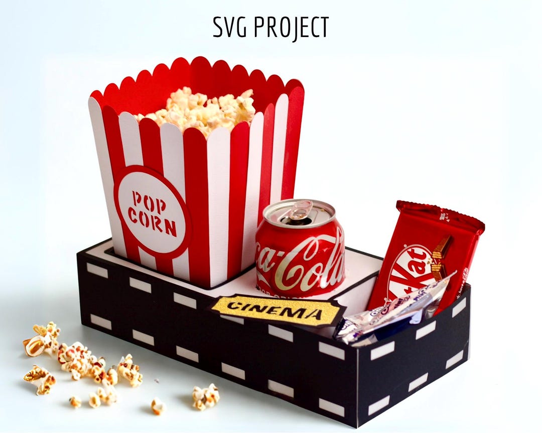 Movie Night Box SVG, Movie Tray Template, Snack Tray, Popcorn, Cutting ...
