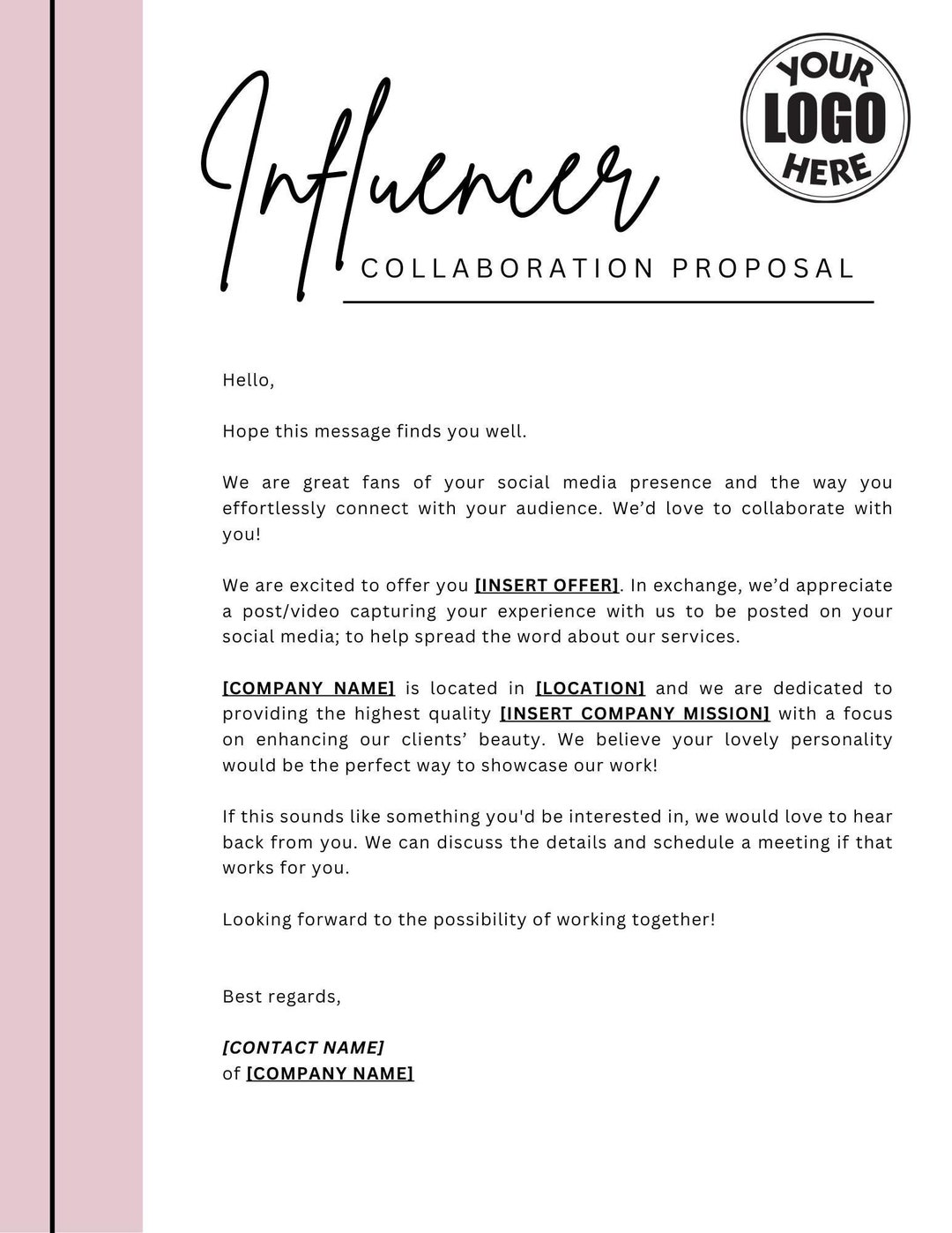 Influencer Collaboration Proposal | Editable Canva Template | Pitch ...