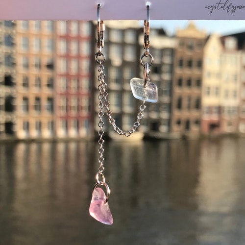 Double Piercing Earring Set With Crystals Two Hole Earring - Etsy