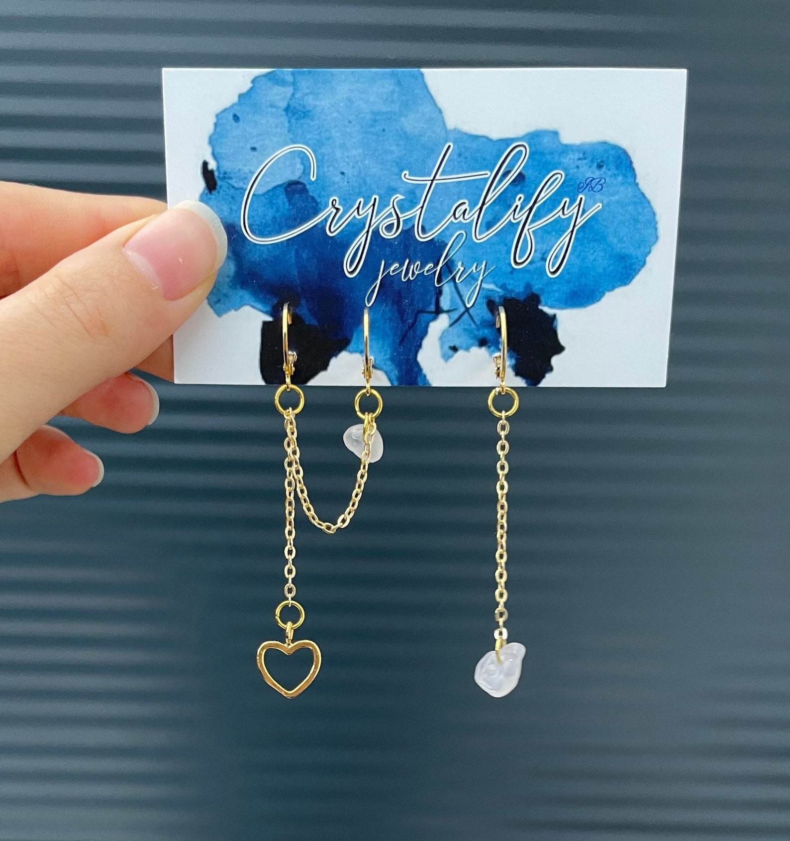 Double Piercing Earring Set With Crystals Two Hole Earring - Etsy