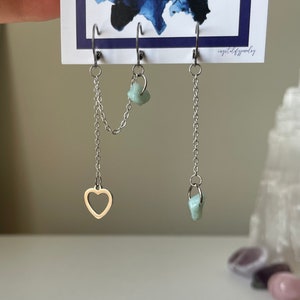 Double Piercing Earring Set With Crystals, Two Hole Earring, Double ...