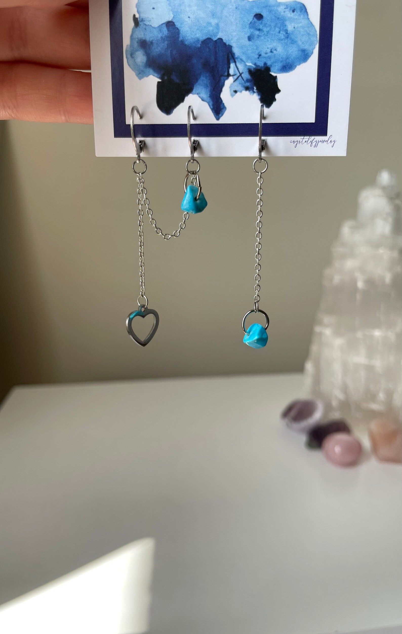 Double Piercing Earring Set With Crystals Two Hole Earring - Etsy