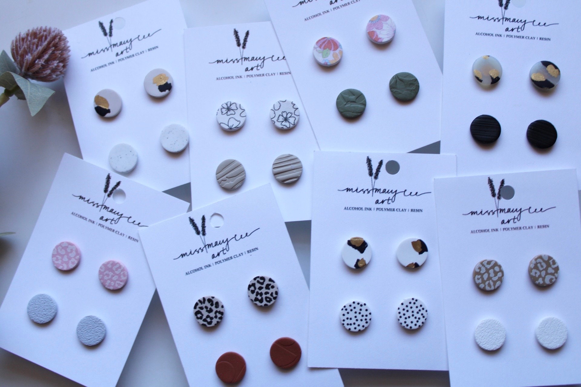 Build Your Own Stud Pack MINIS Neutral Cheetah Floral Clay Stud Packs ...