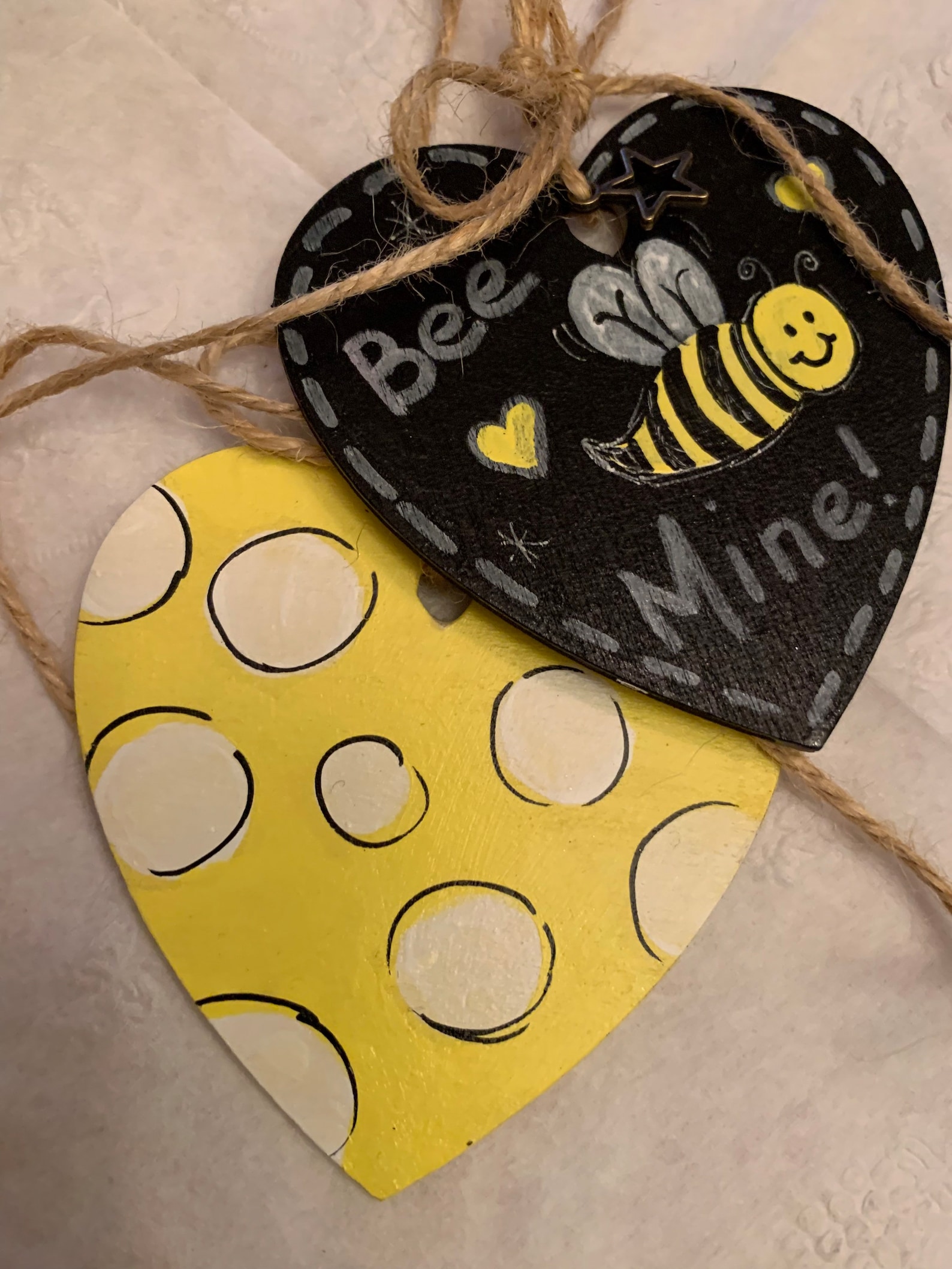 Valentine Bee Mine Heart Shaped Wood Ornaments Hand Painted - Etsy