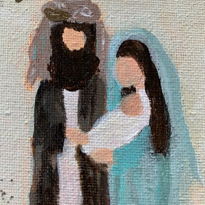 Rustic Nativity Scene Mini Painting Original Minimalism Art - Etsy