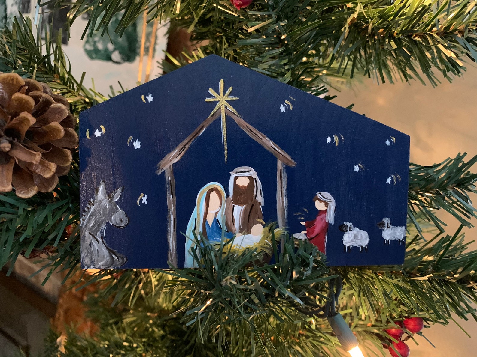 Unique Wood Nativity Scene, Hand Painted With Animals - Etsy