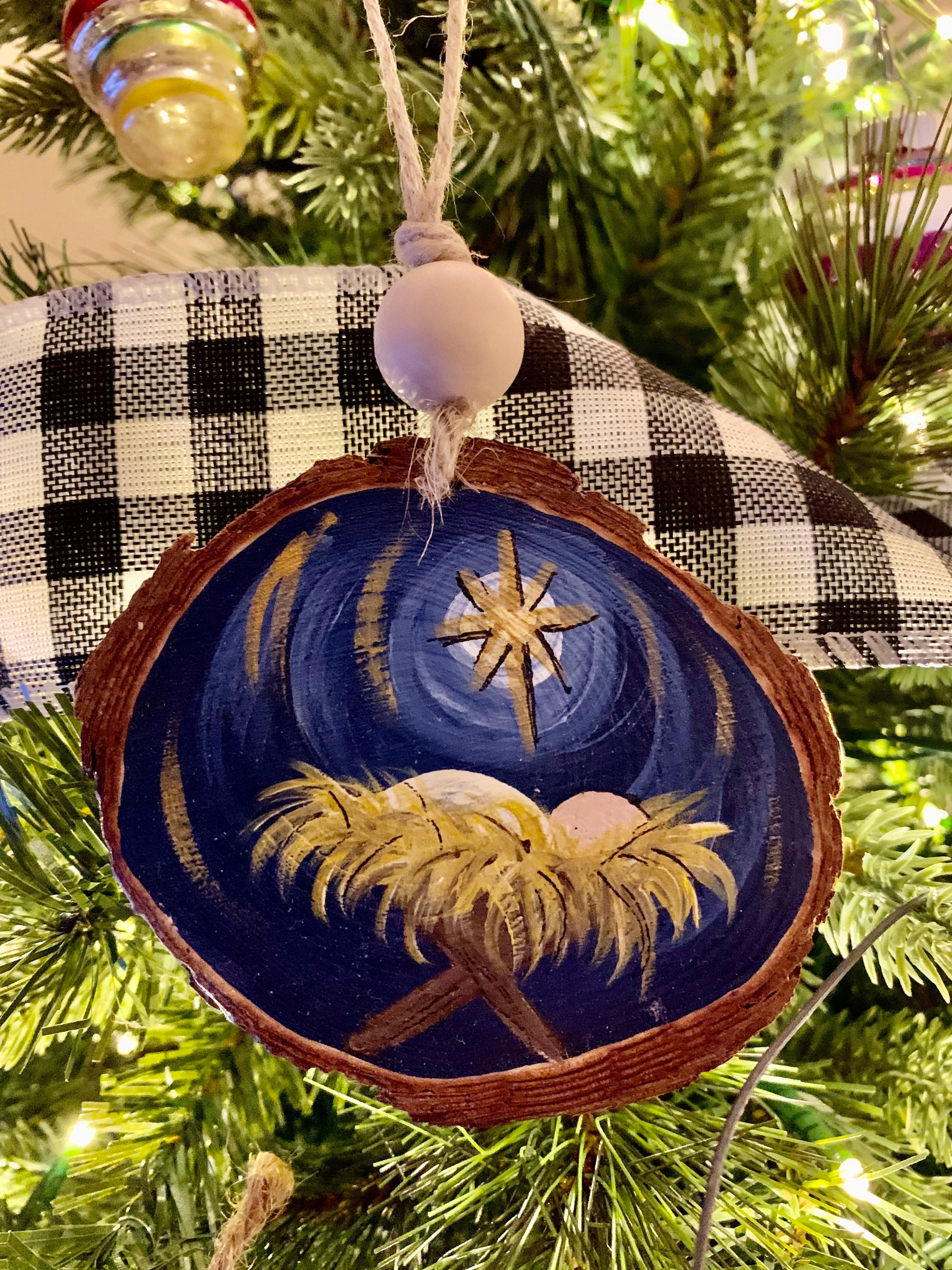 Baby Jesus Wood Nativity Ornament | Etsy