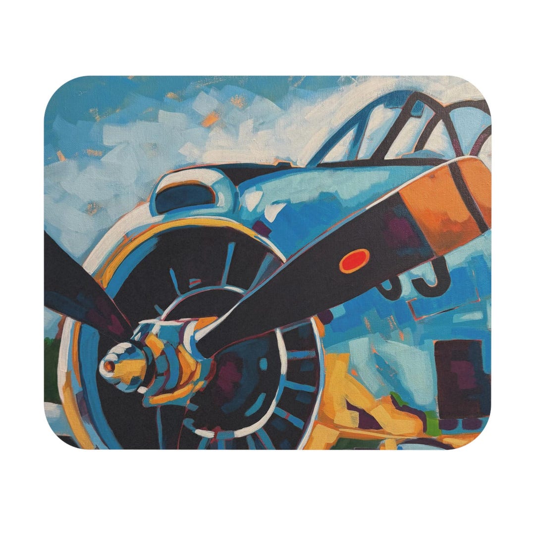 Vintage Propeller Plane Mouse Pad | Aviation Art, Retro Aircraft Desk ...