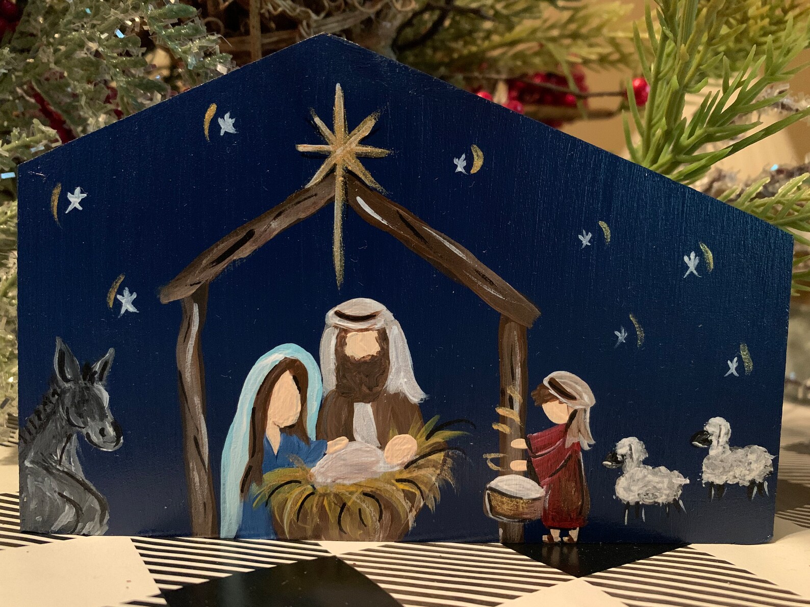 Unique Wood Nativity Scene, Hand Painted With Animals - Etsy