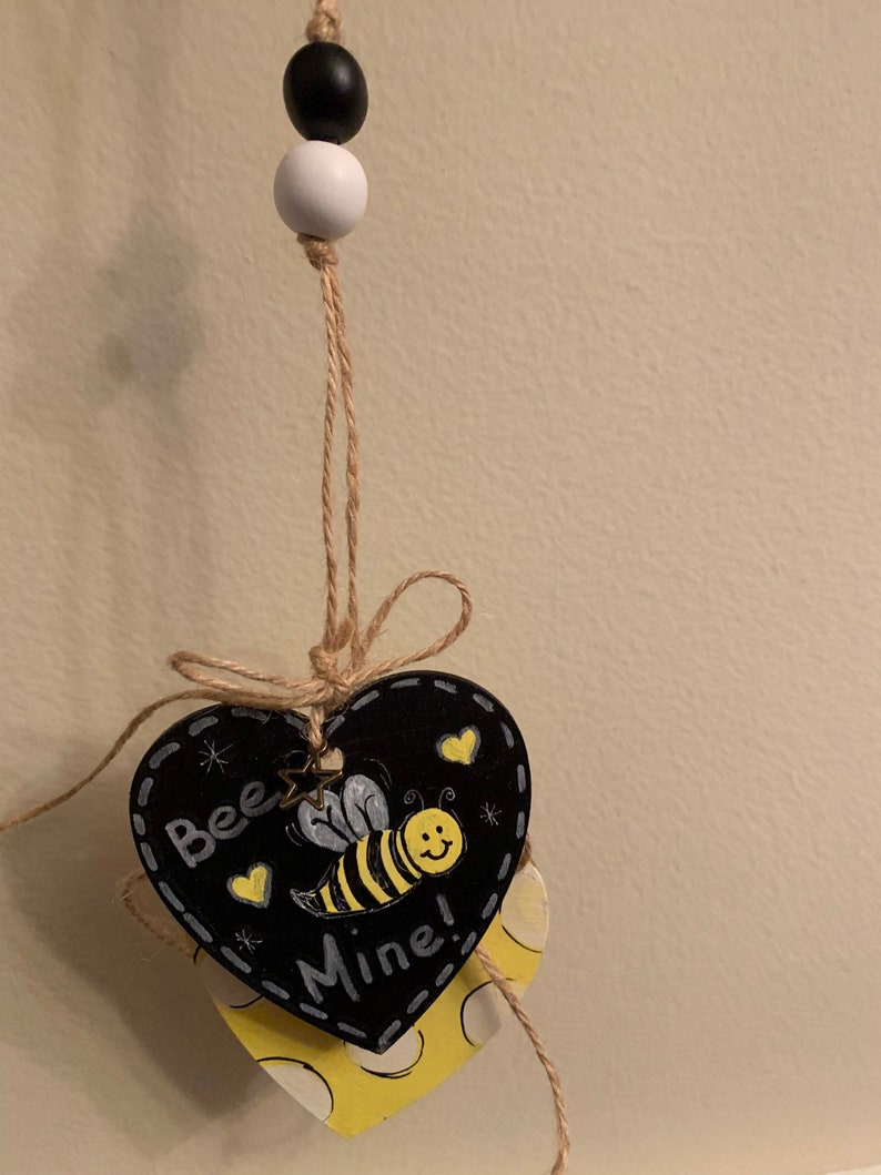 Valentine Bee Mine Heart Shaped Wood Ornaments Hand Painted - Etsy