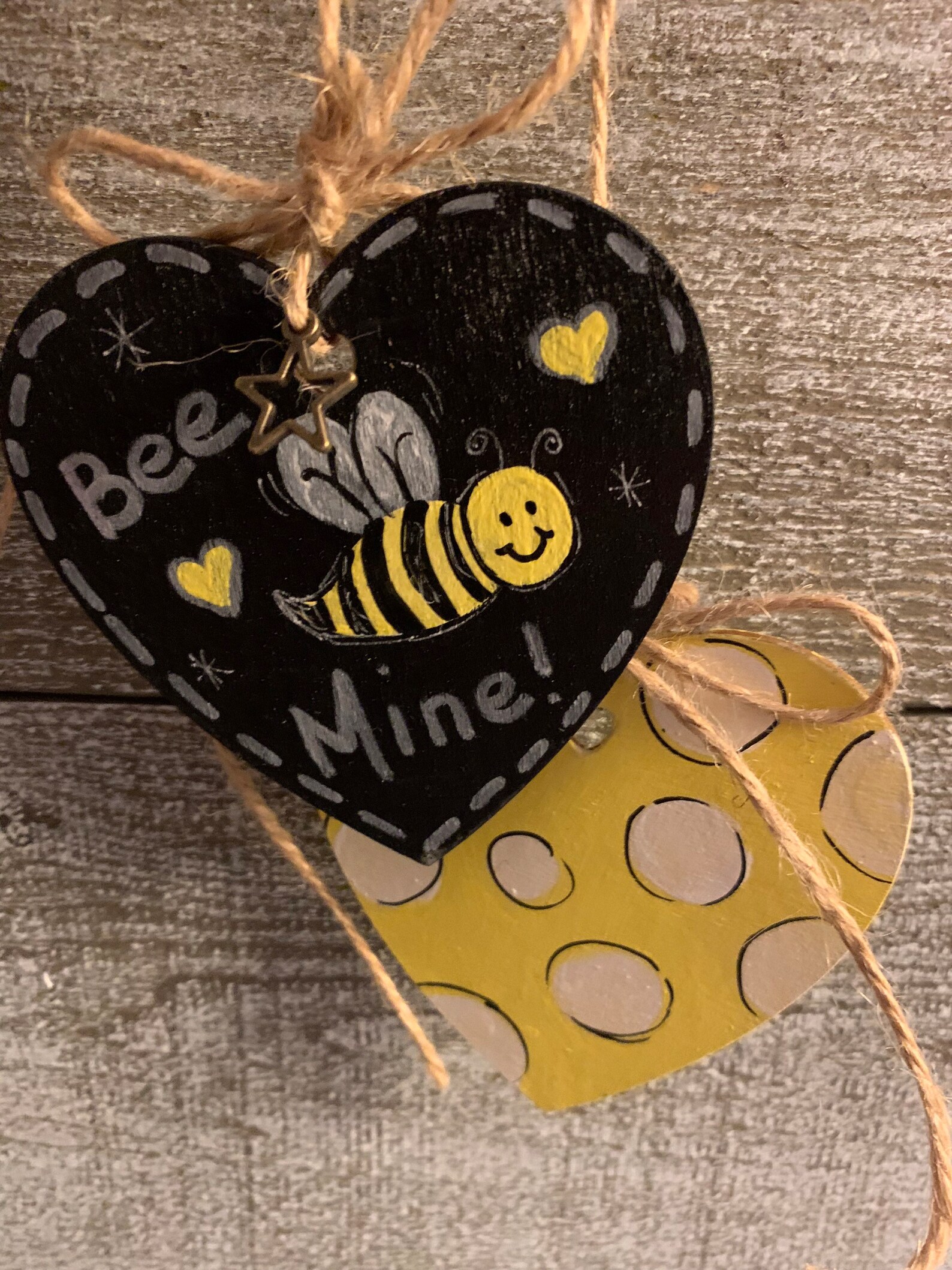 Valentine Bee Mine Heart Shaped Wood Ornaments Hand Painted - Etsy