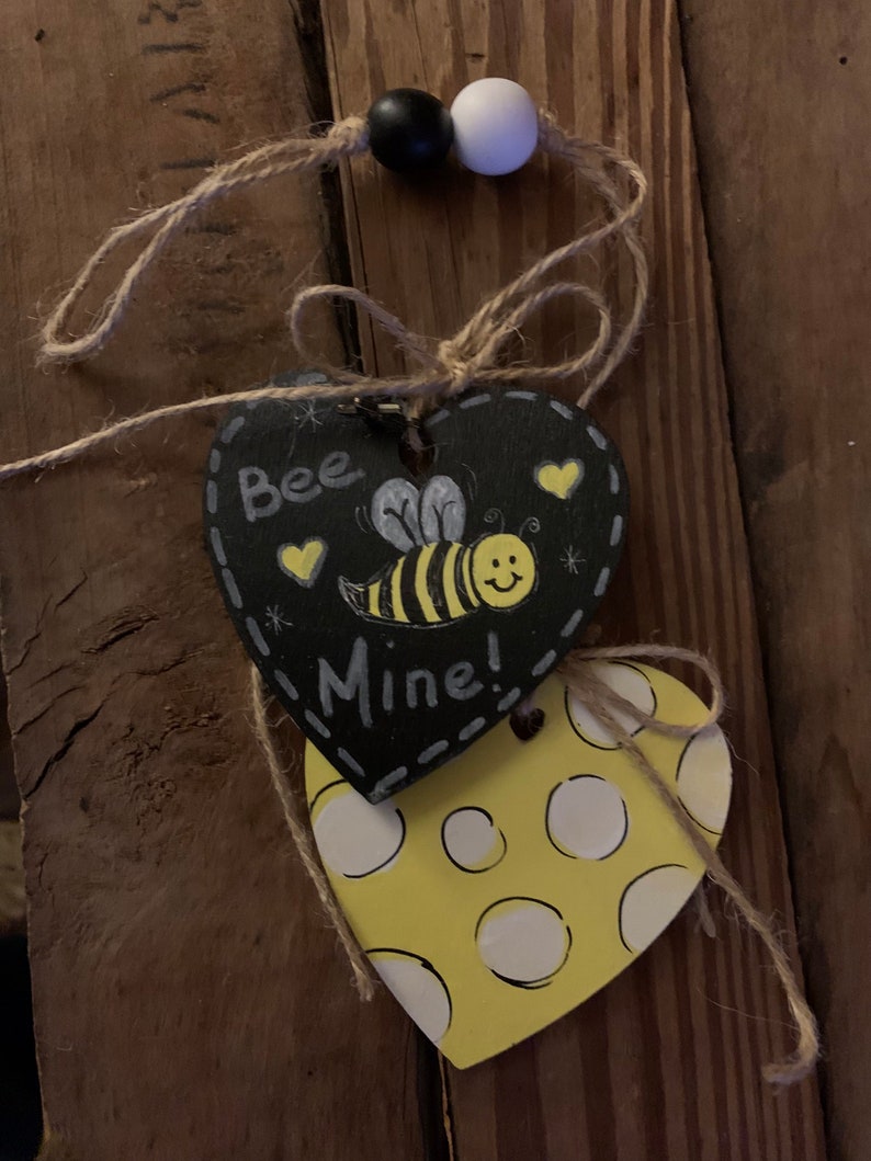 Valentine Bee Mine Heart Shaped Wood Ornaments Hand Painted - Etsy