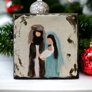 Rustic Nativity Scene Mini Painting Original Minimalism Art - Etsy