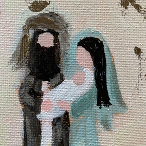 Rustic Nativity Scene Mini Painting Original Minimalism Art - Etsy