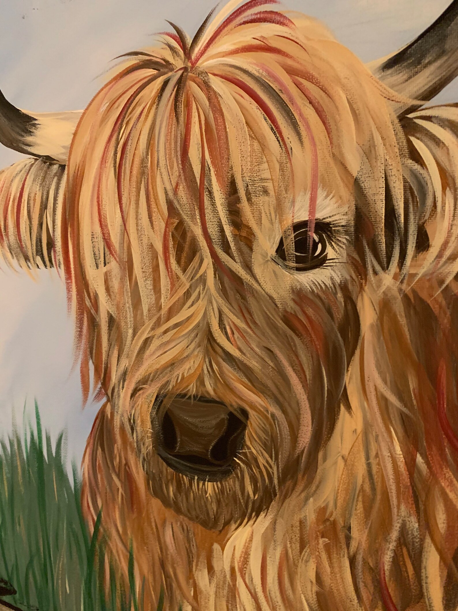 Rustic Highland Cow Painting Hand Painted Original 18 by 18 - Etsy