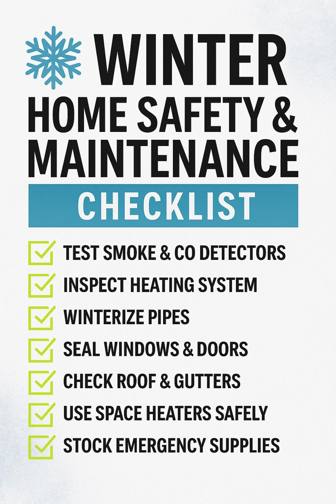 Winter Home Safety & Maintenance Checklist - Etsy