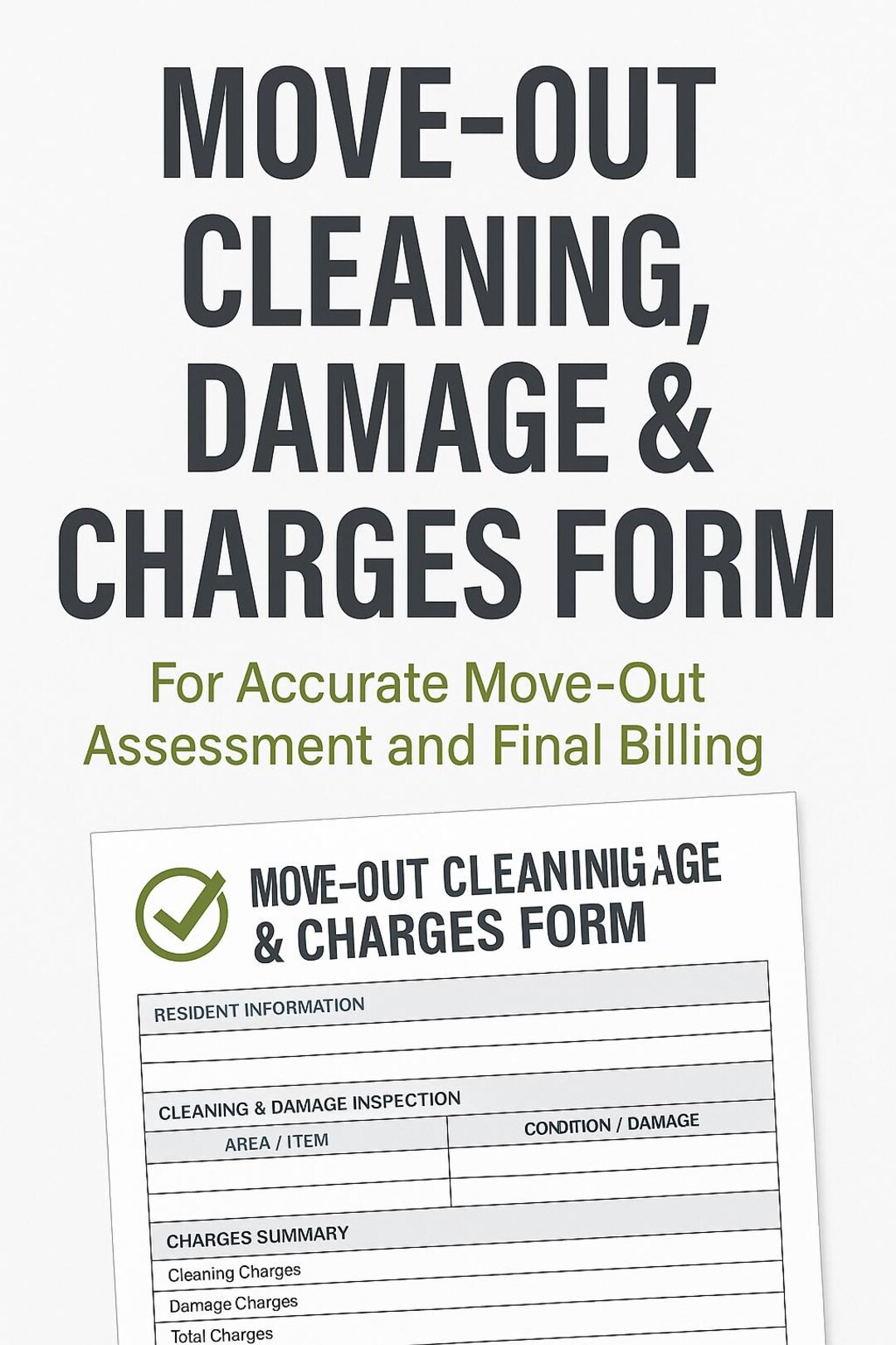 Move-out Cleaning, Damage & Charges Form — Printable PDF - Etsy