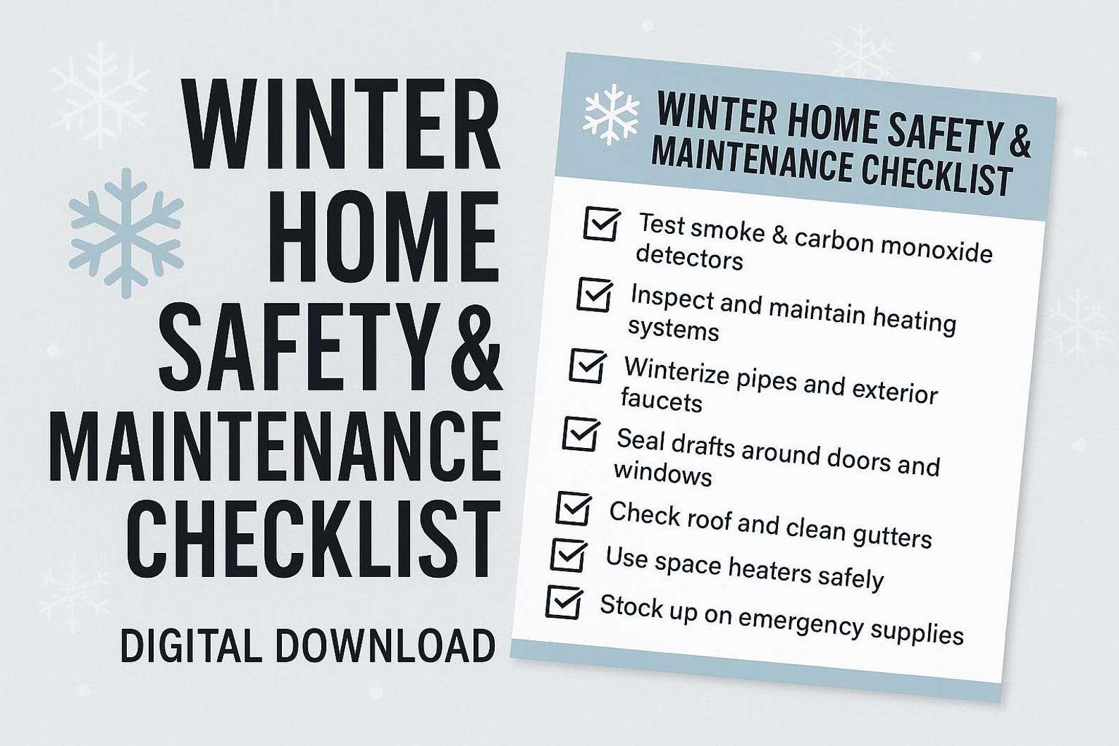 Winter Home Safety & Maintenance Checklist - Etsy