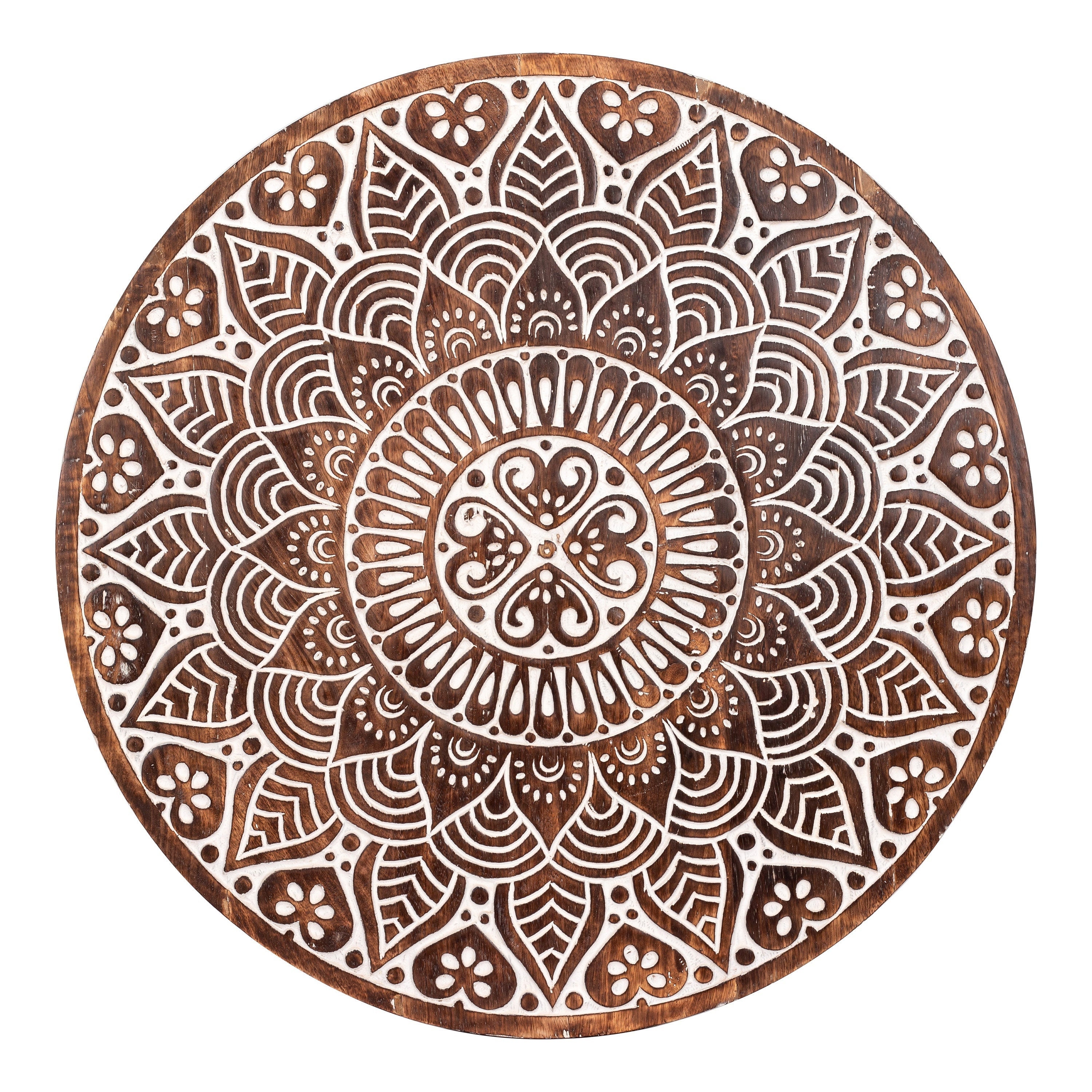 Round Wall Art With Vintage Decorative Pattern, Wall Decor, Rustic Wood ...