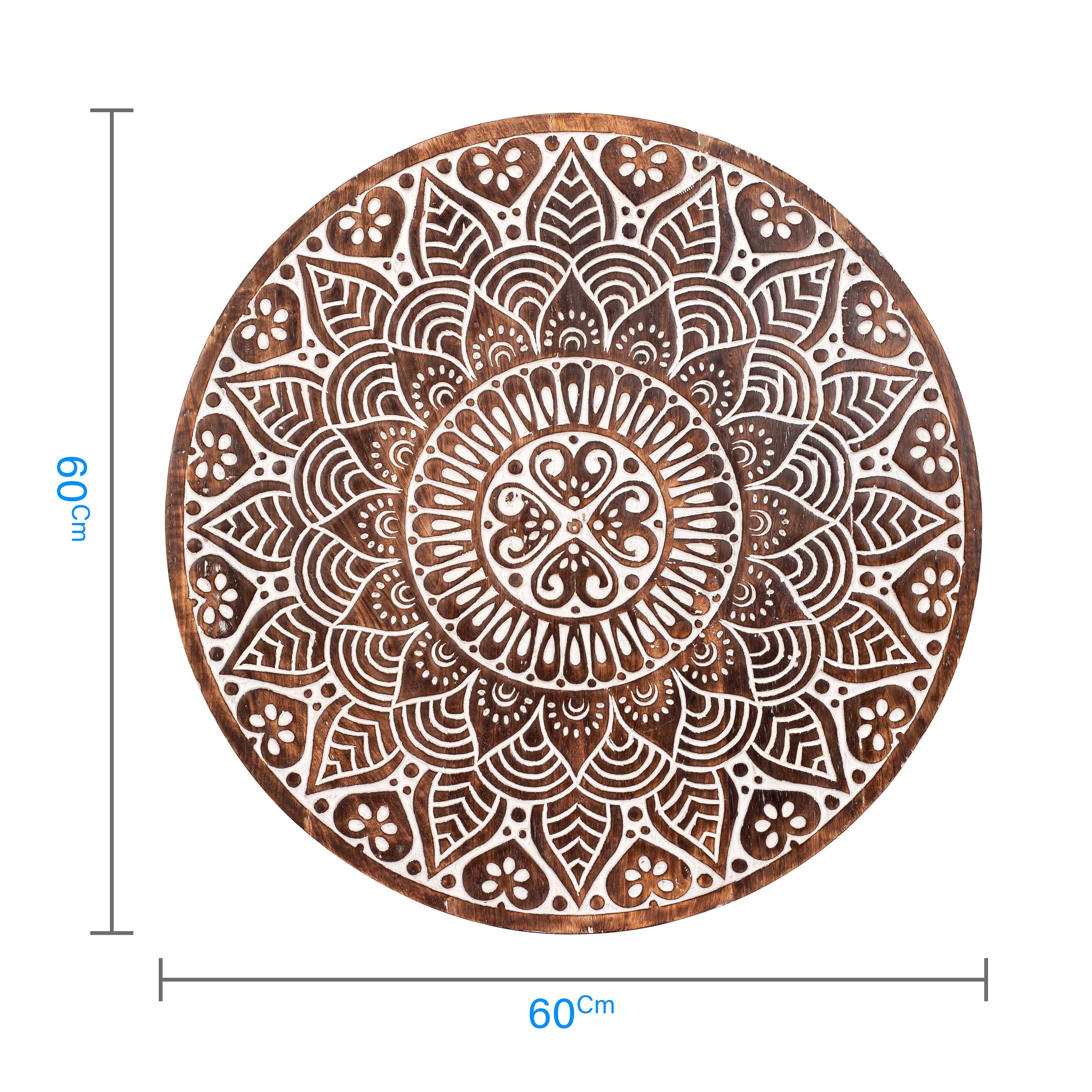 Round Wall Art With Vintage Decorative Pattern, Wall Decor, Rustic Wood ...