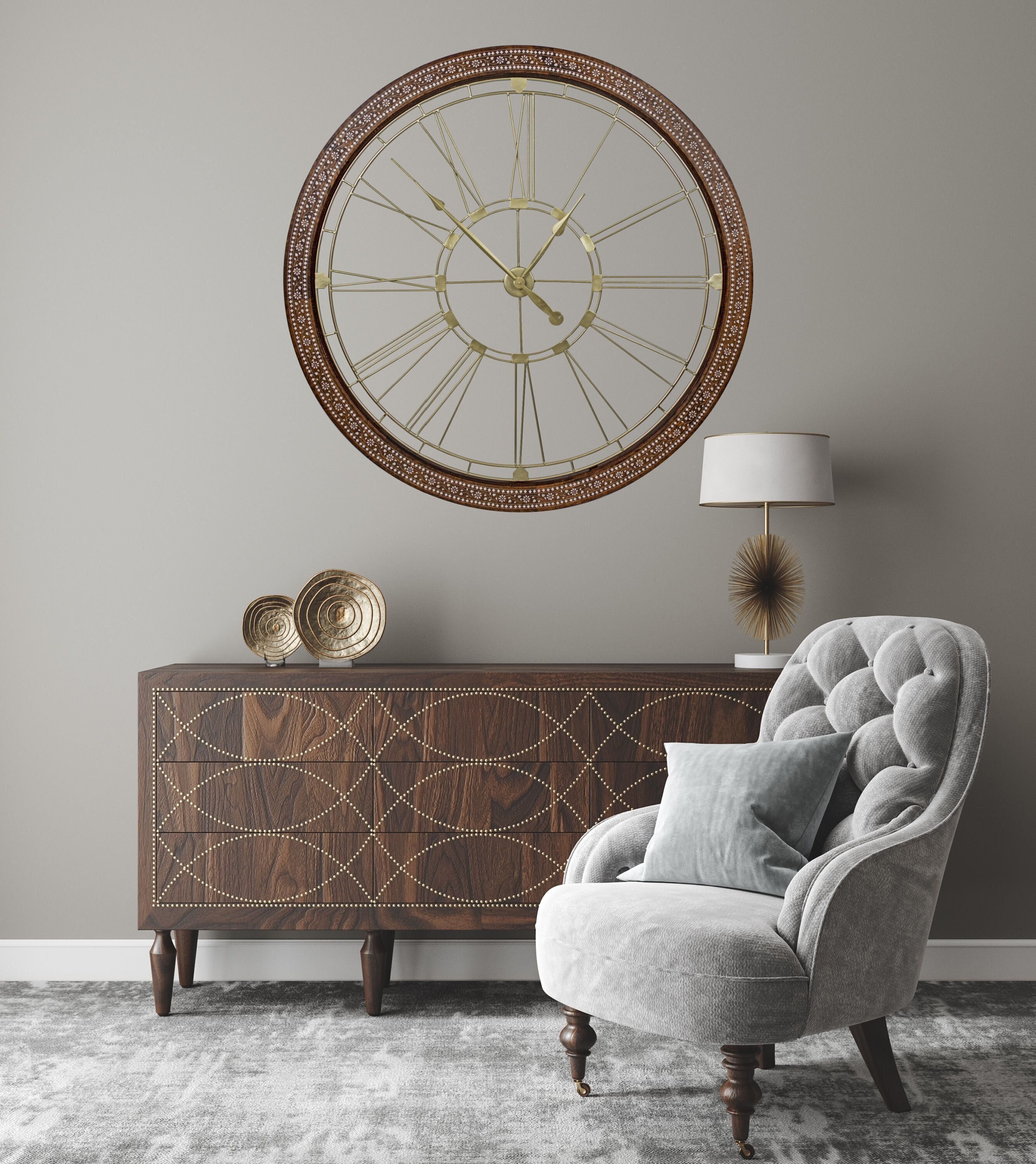 JERSEY Inlay Clock 120 CM Diameter, Large Roman Wall Clock, Premium ...