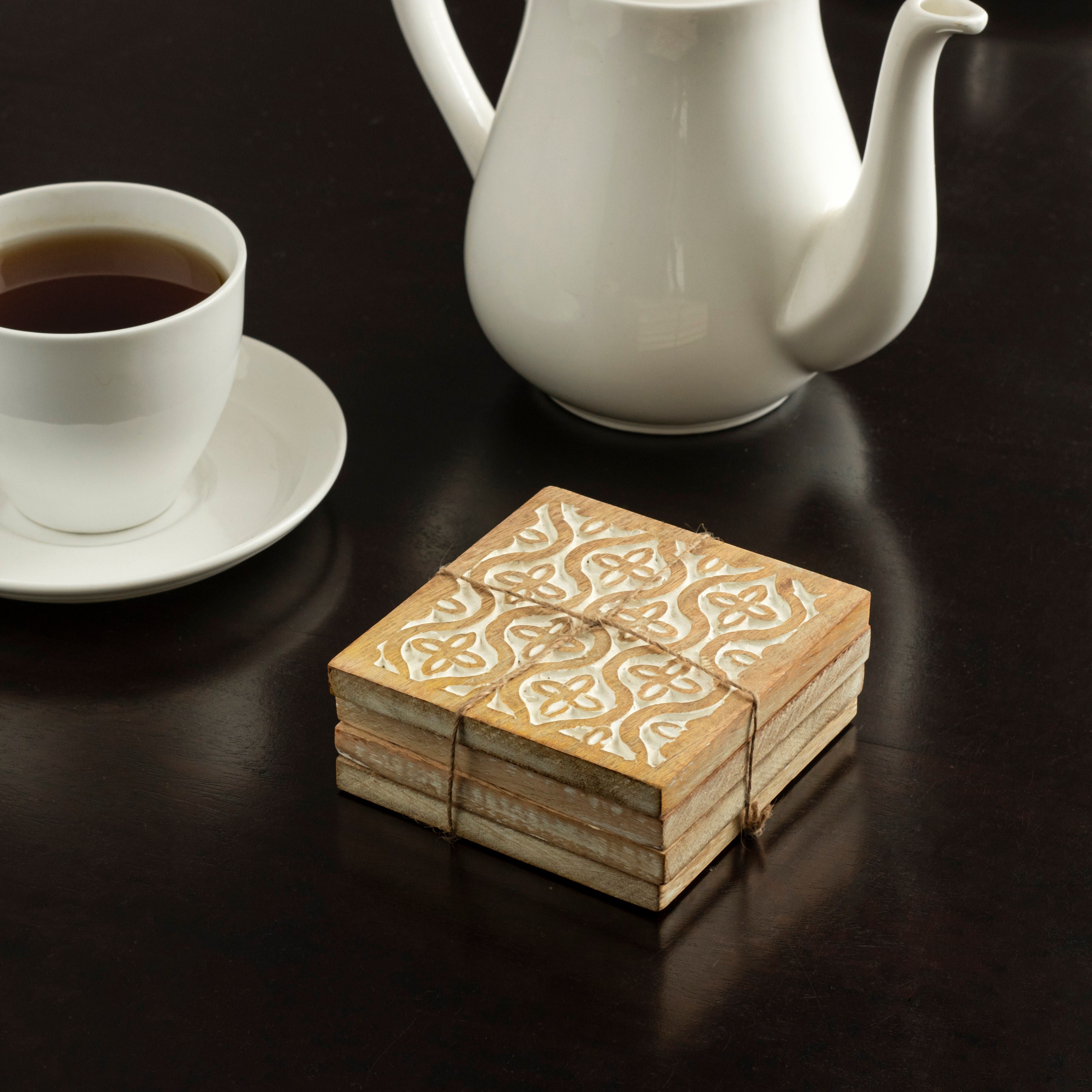 Handcrafted Mango Wood Coasters / Coaster Set of 4 / Round Coasters ...