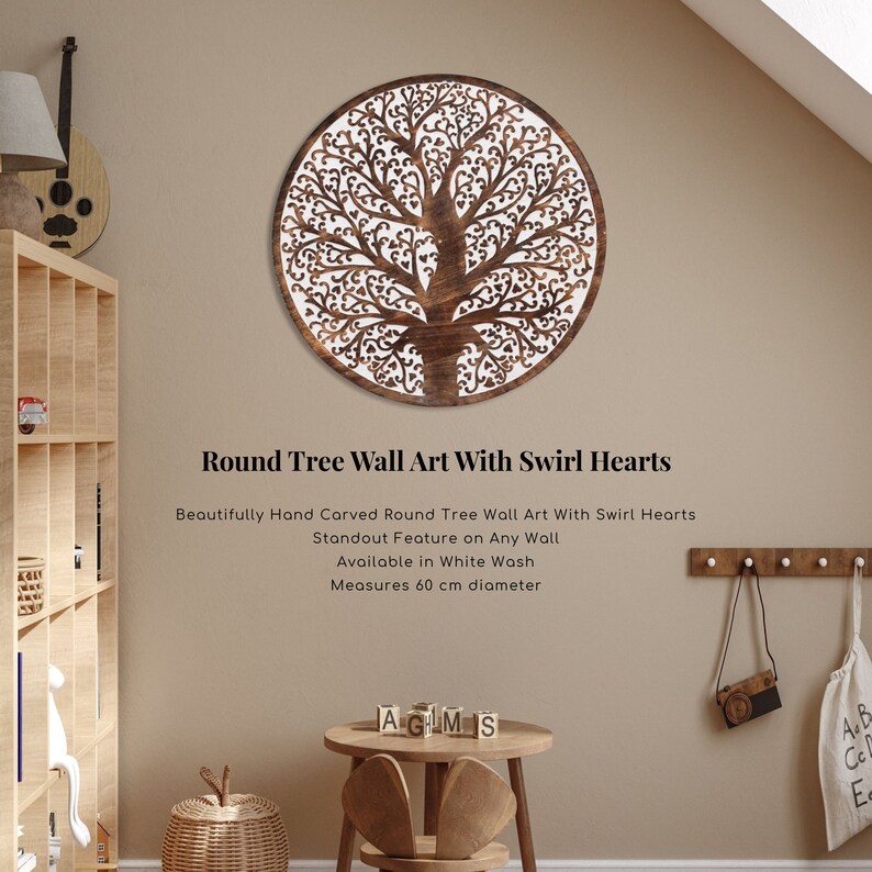 Round Tree Wall Art Wooden Wall Decor Modern Rustic Piece - Etsy