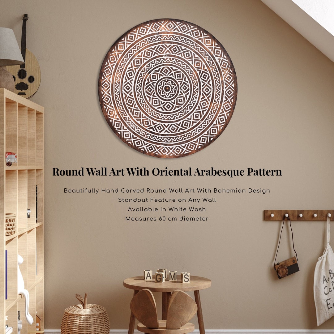 Round Wall Art With Oriental Arabesque Pattern Wall Decor - Etsy