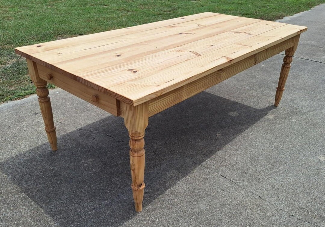 Handmade 7ft Solid Wood Farmhouse Table, Turned Leg Design - Etsy