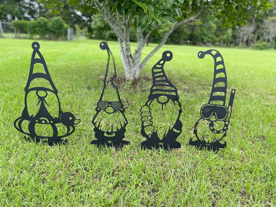 Summer Yard Gnomes, Summer Yard Art, Metal Gnomes, Pool Gnomes, Pool ...