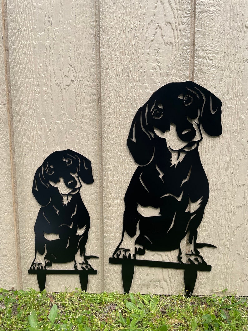 Dachshund Yard Art, Rusty Wiener Dog Garden Decor, Metal Dachshund ...