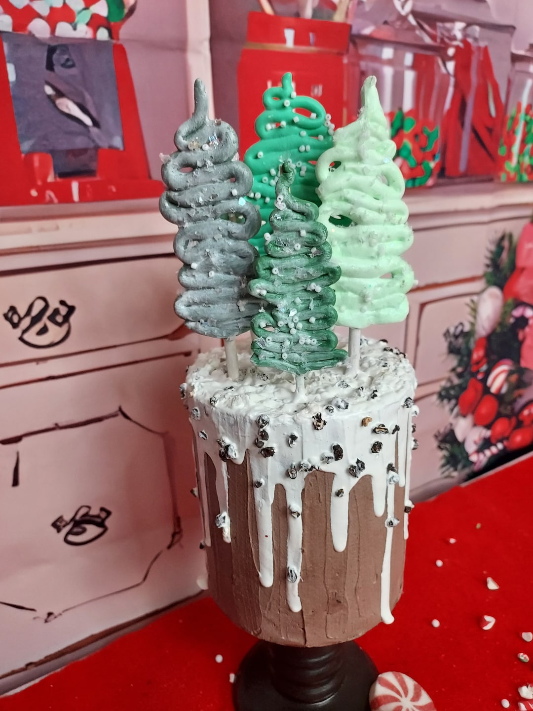 Christmas Cake, Faux Christmas Cake, Fake Chrismas Cake, Christmas ...