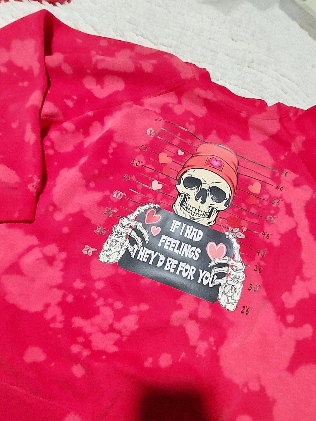 Valentine Skeleton Mug Shot Custom Hand Bleached Sweatshirt, Long ...